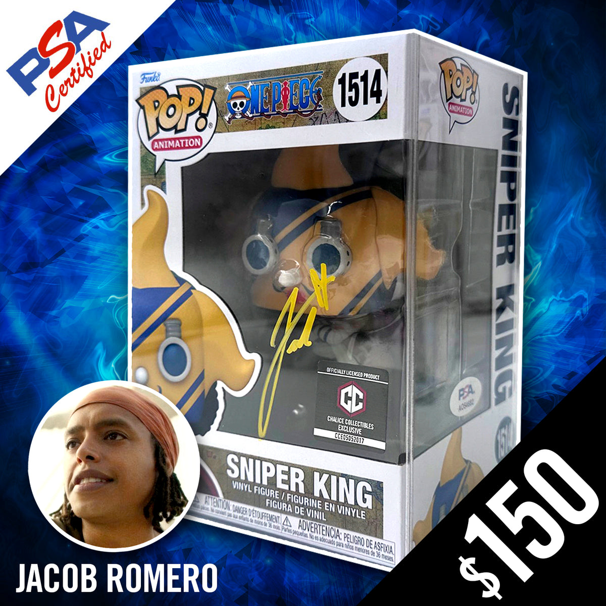 Funko Pop One Piece Sniper King Non Chase 1514 Signed By Jacob R