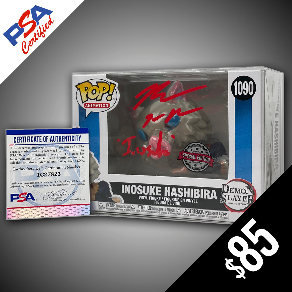 Funko Pop Demon Slayer Inosuke Lounging Signed By Bryce Papenbroo Chalice Collectibles