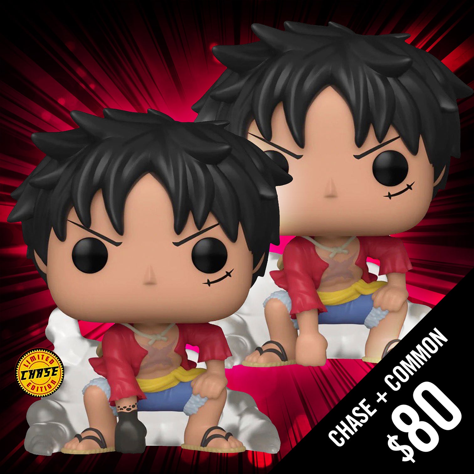 Funko Pop! One Piece Pops! Luffy Gear Two #1269 (Chase + Common) (SE22 ...