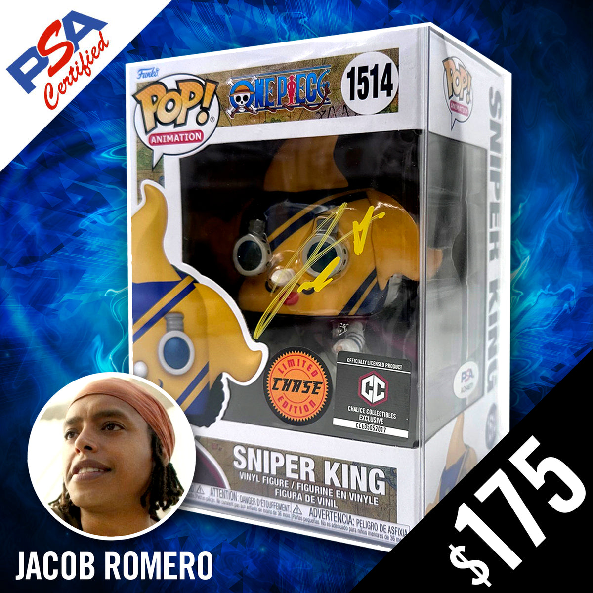 Funko Pop! One Piece: Sniper King (CHASE) #1514- SIGNED by Jacob Romer ...