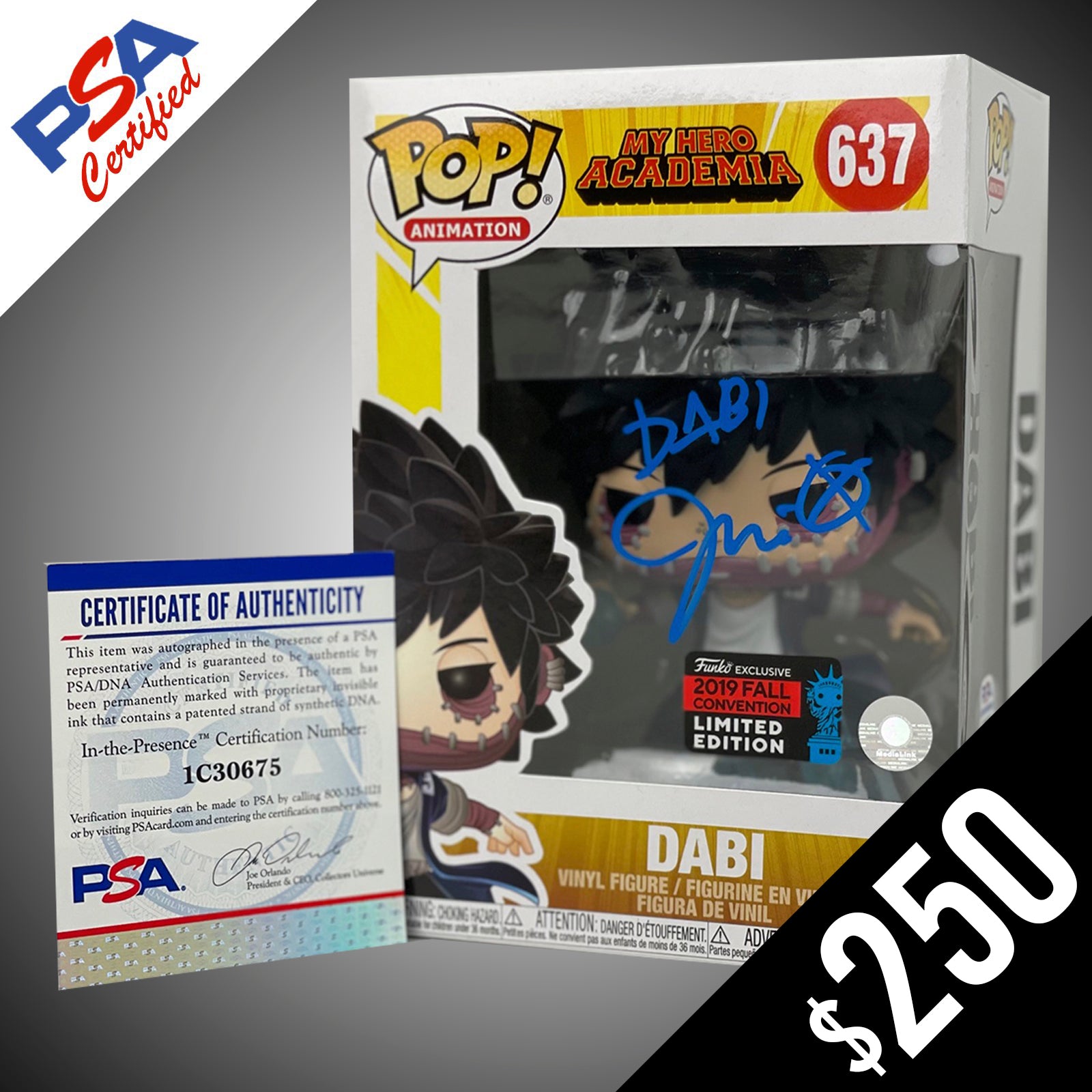 Funko Pop! My Hero Academia: Dabi SIGNED by Jason Liebrecht (PSA Certi ...