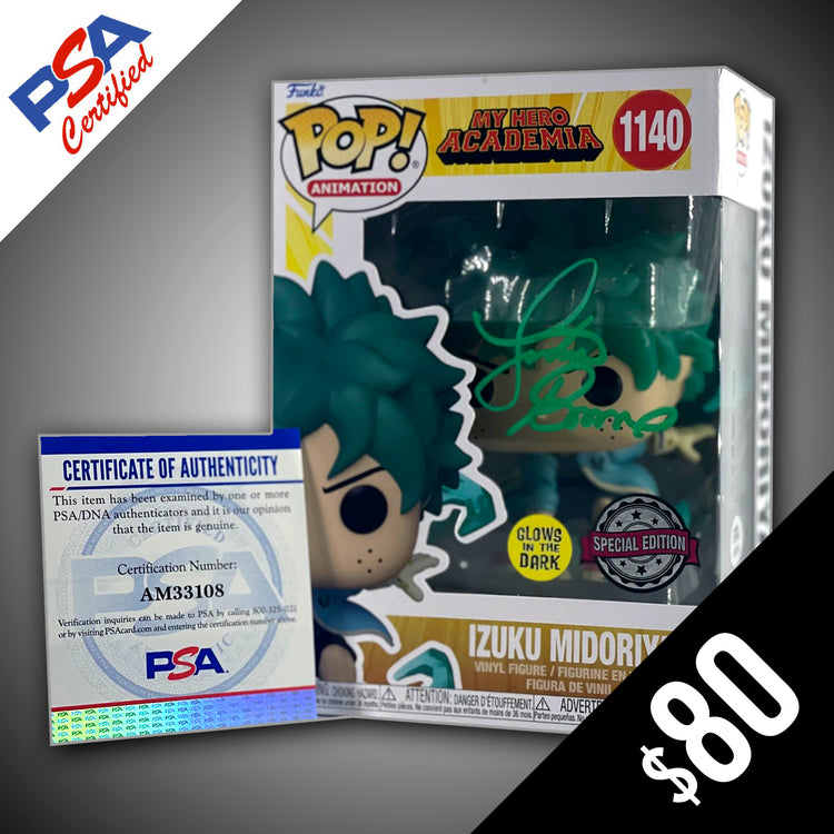 Funko Pop My Hero Academia Deku Gitd 1140 Signed By Justin Briner