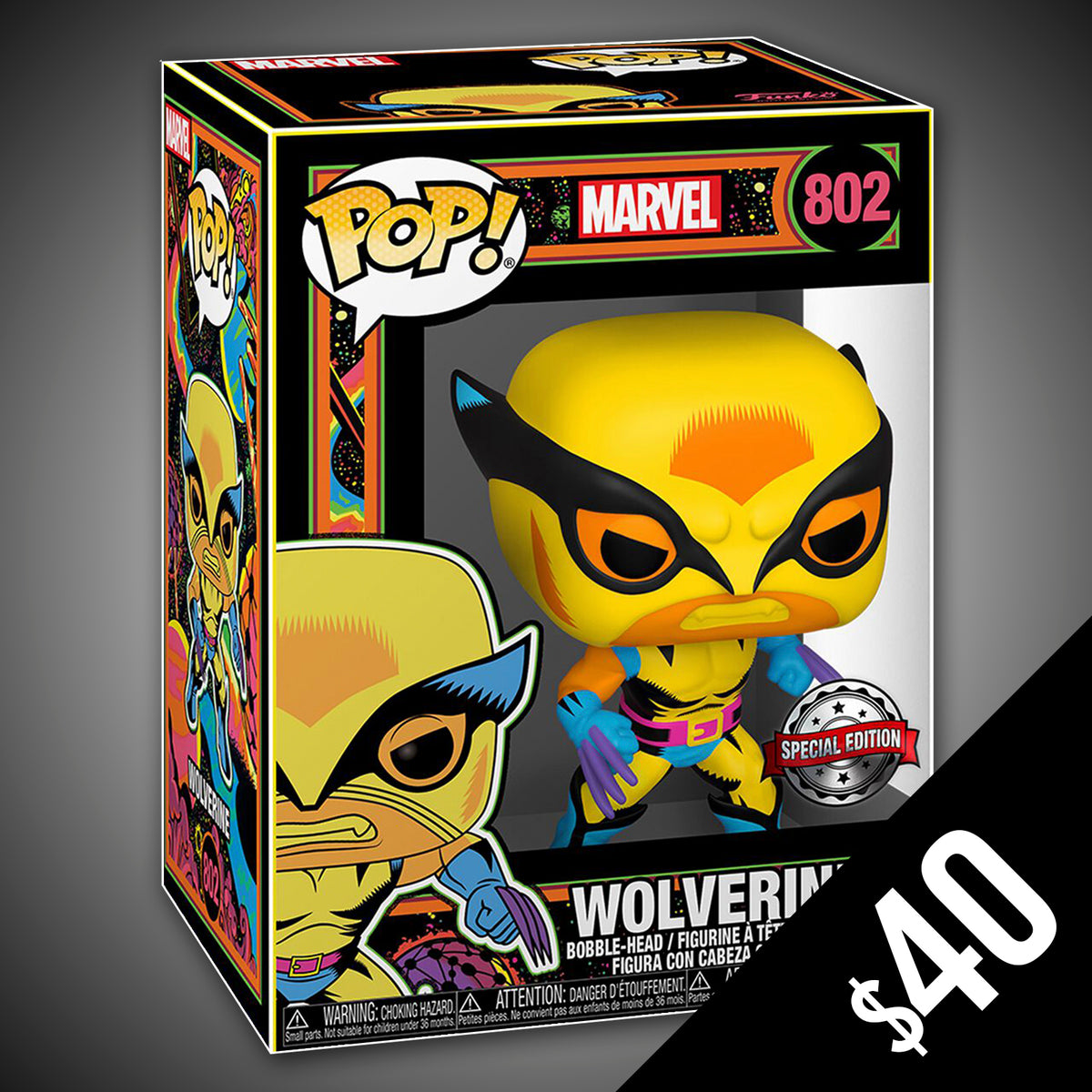 Funko Pop! Marvel: Wolverine (Black Light) #802 – Chalice Collectibles
